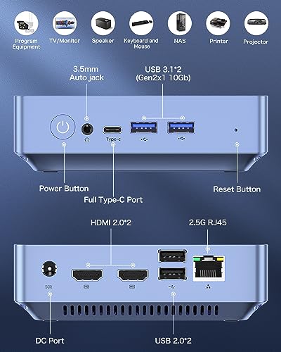 GMKtec Mini PC Windows11 Pro, AMD Ryzen 7 5800U(1.9-4.4GHz) Mini Desktop Computers, 16GB DDR4 512GB M.2 2282 PCIe SSD, Micro PC with Dual 4K@60Hz HDMI, WiFi 6E,BT5.2, Type-C for Gaming Business Home