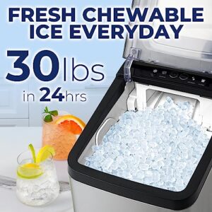 Zulay 3X Size Soft Ice Maker with Water Line Hook Up - Extra Large Storage, 16 Cups of Chewable Ice with No Waiting - Self-Cleaning Pebble Ice Makers - Stainless Steel Sonic Nugget Ice Maker