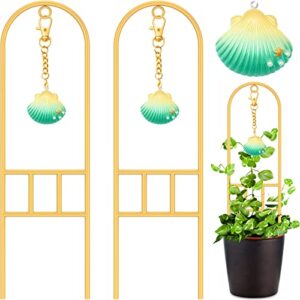 mik-nana plant trellis indoor 2 pack, small metal trellis for potted plants, mini gold trellis for climbing plants indoor, house plant trellis for garden potted, hoya, flower, vines, monstera