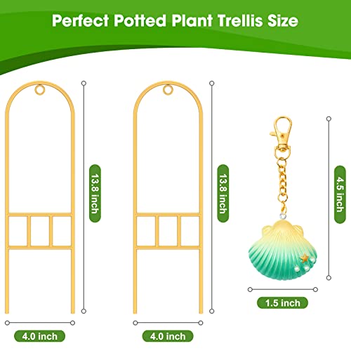 Mik-Nana Plant Trellis Indoor 2 Pack, Small Metal Trellis for Potted Plants, Mini Gold Trellis for Climbing Plants Indoor, House Plant Trellis for Garden Potted, Hoya, Flower, Vines, Monstera