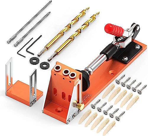 XDOVET Pocket Hole Jig Kit, Professional and Upgraded All-Metal Pocket Screw Jig