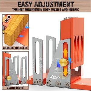 XDOVET Pocket Hole Jig Kit, Professional and Upgraded All-Metal Pocket Screw Jig