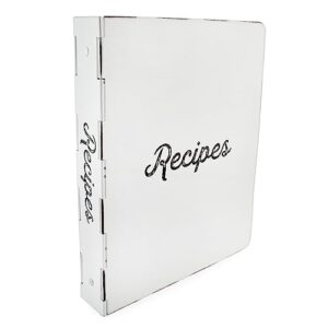 auldhome enamelware cookbook binder (white), replacement cover for classic 3-ring binder cookbook/recipe holder