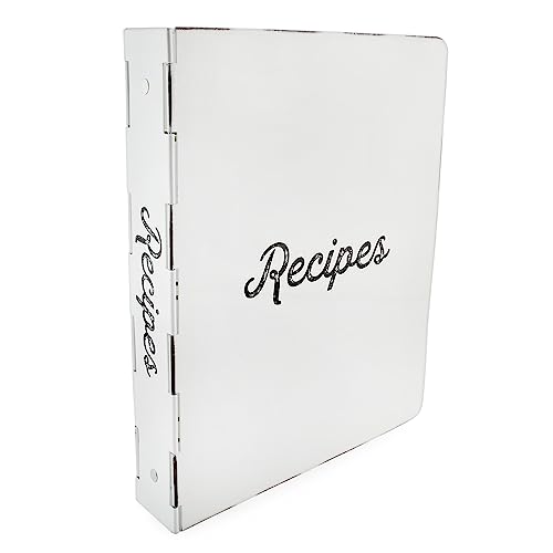 AuldHome Enamelware Cookbook Binder (White), Replacement Cover for Classic 3-Ring Binder Cookbook/Recipe Holder