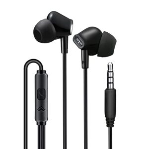 aylaa wired earbuds headphones with microphone noise isolating stereo bass in-ear earphones – for smartphones, tablets, schools, ipads, multiuse - 3.5mm plug in audio jack - black