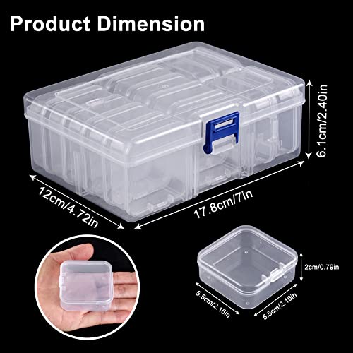 QUEFE 15pcs Bead Organizers in A Clear Box, Clear Plastic Diamond Painting Storage Container with Mini Clear Boxes for Craft Organziers and Storage Art Embroidery Nail Accessories