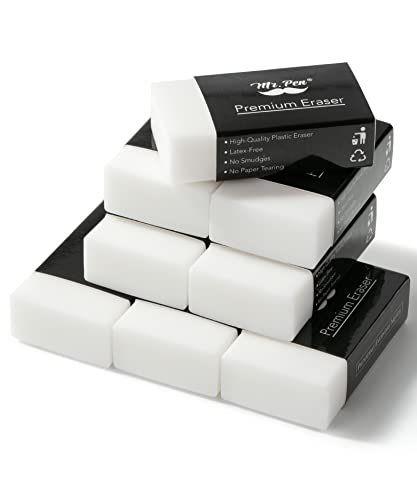 Mr. Pen- Pencil Eraser, 8 Pack, White Erasers, Erasers for Artists, Artist Eraser, Drawing Erasers for Sketching, Large Eraser, Pencil Erasers, Art Erasers for Drawing, White Eraser, School Erasers