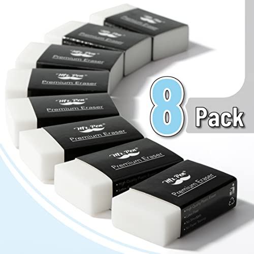 Mr. Pen- Pencil Eraser, 8 Pack, White Erasers, Erasers for Artists, Artist Eraser, Drawing Erasers for Sketching, Large Eraser, Pencil Erasers, Art Erasers for Drawing, White Eraser, School Erasers