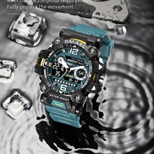 Men's Military Watch Outdoor LED Digital Watch Waterproof Tactical Army Wrist Sports Watches for Men Black Silver_8072