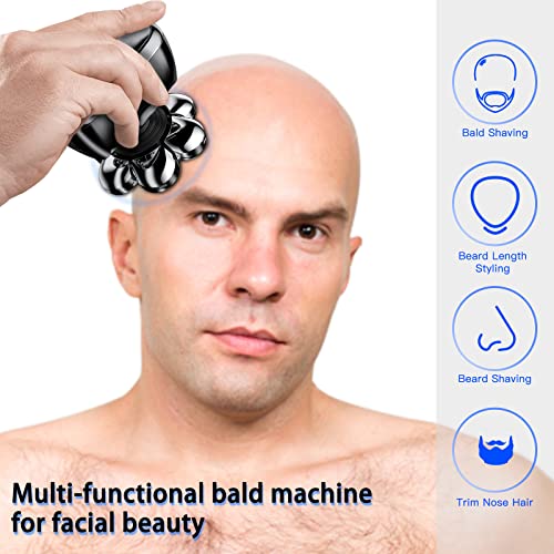 Head Shaver for Men, Electric IPX7 Waterproof Wet/Dry Beard Facial Nose Hair Trimmer, 7D Ultimate Mens Cordless Rechargeable Rotary Shaver Razor with Brushes, Combs & Massager, LED Display