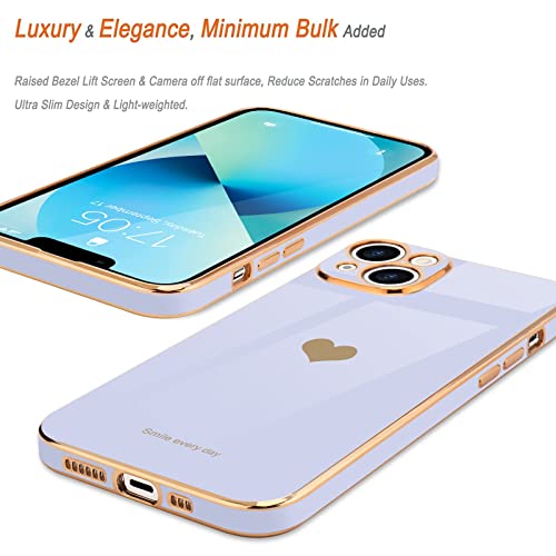 Teageo for iPhone 13 Mini Case for Women Girl Cute Love-Heart Luxury Bling Plating Soft Back Cover Raised Full Camera Protection Bumper Silicone Shockproof Phone Case for iPhone 13 Mini, Purple