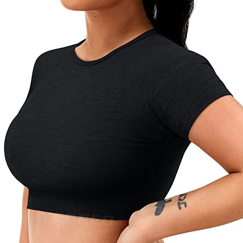 YEOREO Amplify Women's Seamless Short Sleeve Crop Top Workout Gym Yoga Tops for Women Athletic Shirts Tee