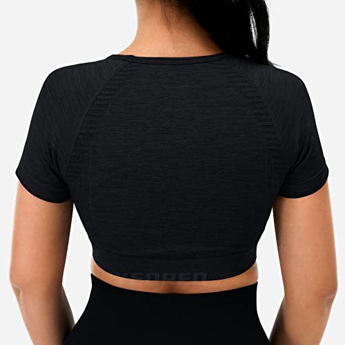 YEOREO Amplify Women's Seamless Short Sleeve Crop Top Workout Gym Yoga Tops for Women Athletic Shirts Tee