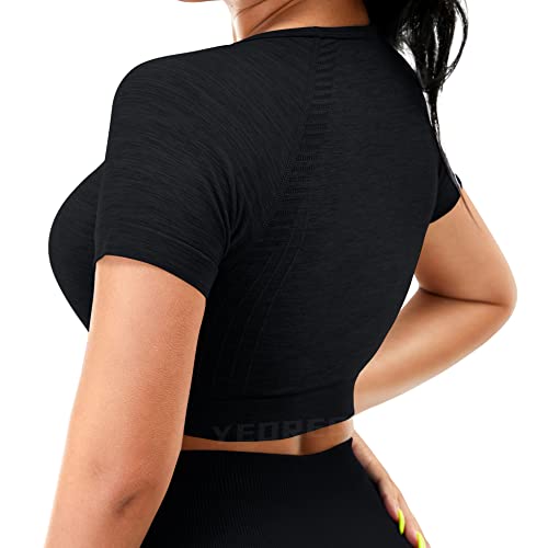 YEOREO Amplify Women's Seamless Short Sleeve Crop Top Workout Gym Yoga Tops for Women Athletic Shirts Tee