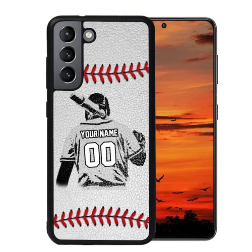 Personalized Baseball vs Name Number US Flag Decor Rubber Cover Phone Case for Samsung Galaxy S23 S22 S21 S20 ULTRA PLUS/ S21 FE /S20 FE/ S10 PLUS Custom Baseball Phone case (Baseball batter)