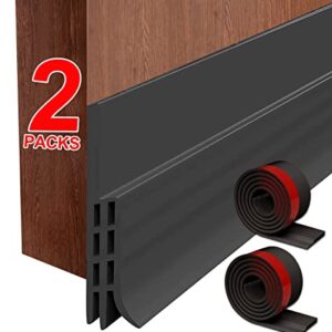 Door Draft Stopper Under Door Seal for Exterior/Interior Doors, Strong Adhesive Door Sweep Soundproof Weather Stripping, 2" W x 39" L, Black