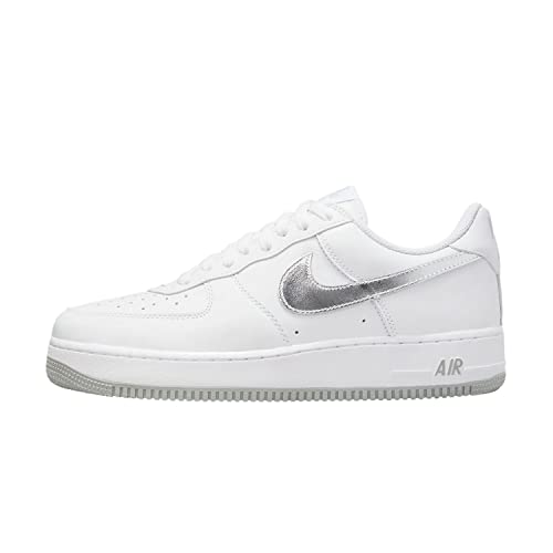 Nike Men's Air Force 1 Low Shoes, White Metallic Silver, 9