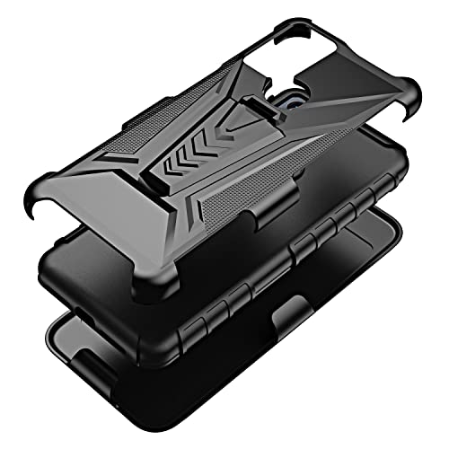 Thousand Gear Case for TCL 30SE 5G, TCL 305 / TCL 306 Case Holster with Screen Protector, Swivel Belt Clip Holster with Kickstand, Heavy Duty Full Body Shockproof Protector Phone Cover (Black)