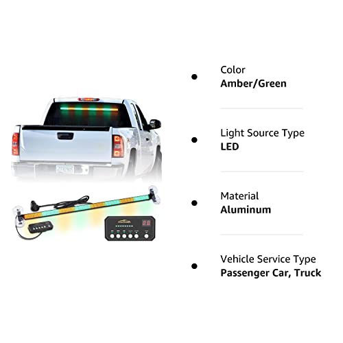 XRIDONSEN 35 inch Traffic Advisor Light Bar 144 LED Green Amber strobe lights Emergency Warning Flashing Safety Interior Windshield w/Directional Arrow for Construction Vehicles plow Trucks