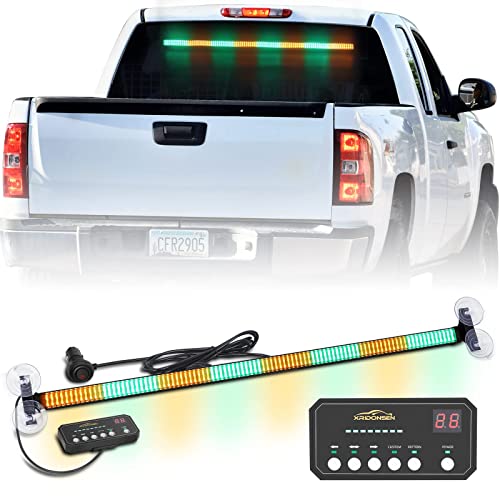 XRIDONSEN 35 inch Traffic Advisor Light Bar 144 LED Green Amber strobe lights Emergency Warning Flashing Safety Interior Windshield w/Directional Arrow for Construction Vehicles plow Trucks