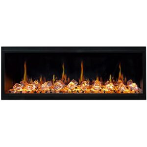 Litedeer Homes Latitude II 58" Smart Electric Fireplace with App, Crackling Fire Sounds, Diamond-Like Crystal, Black - ZEF58VC