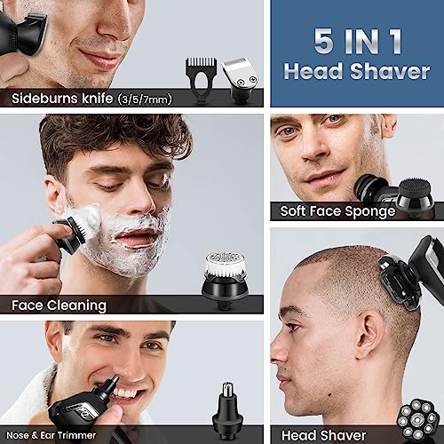 9D Electric Head Shaver for Bald Men, Upgrade 6-in-1 Floating Head Shaver for Mens, Grooming Kit