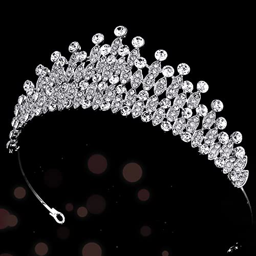 ARALUKY Silver Wedding Tiara for Women Crystal Tiaras and Crowns for Women Baroque Crown Wedding Tiaras for Bride, Royal Queen Crown Elegant Princess Crown Rhinestone Hair Accessories for Birthday Prom Pageant Party