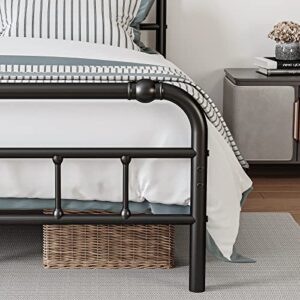 BOSRII Queen Size Bed Frame with Headbaord and Footboard, 18 Inches High, 3500 Pounds Heavy Duty Metal Slats Support for Mattress, No Box Spring Needed, Noise-Free, Black