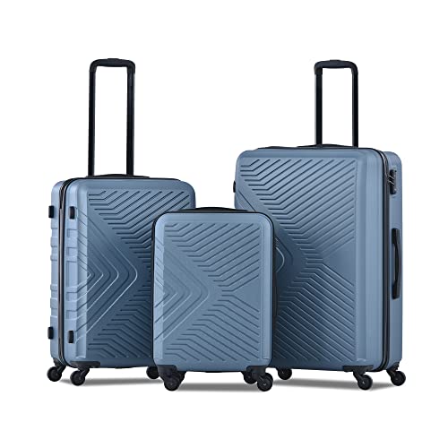 Tripcomp Luggage Sets Wear-Resistance Hardside Lightweight Suitcase Double Spinner Wheels, TSA Lock,Two Hooks, Scratch-resistant Carry-on,3 Piece Set(20inch 24inch 28inch) (Light Blue)