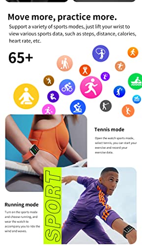 Smart Watch(Receive & Dial) 1.85" Touch Screen SmartWatch for Android and iOS Phones Compatible/65 Sports IP68 Waterproof SmartWatchs with Fitness Tracker Heart Rate/Sleep Monitor/Pedometer/Calories