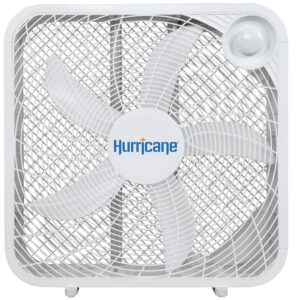 hurricane box fan - 20 inch, classic series, floor fan with 3 energy efficient speed settings, compact design, lightweight - etl listed, white