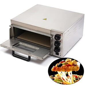 single deck pizza oven, electric pizza maker, stainless steel baking oven with dedicated pizza drawer, cake bread making machine toaster for commercial home baking, 110v 2000w