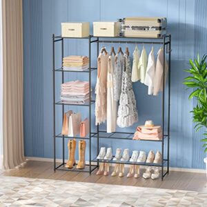 Neprock 6 Tier White Shoe Rack Organizer Bundle with Clothing Rack with Shelves