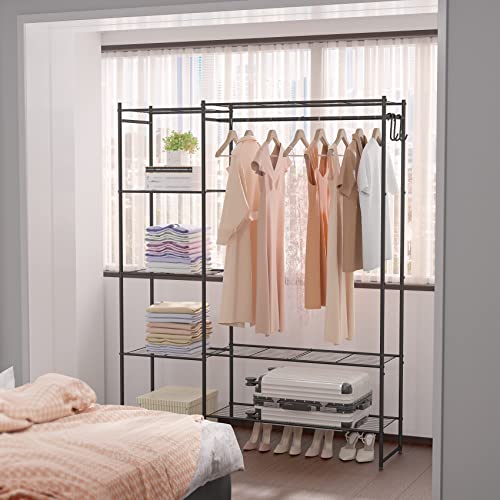 Neprock 6 Tier White Shoe Rack Organizer Bundle with Clothing Rack with Shelves