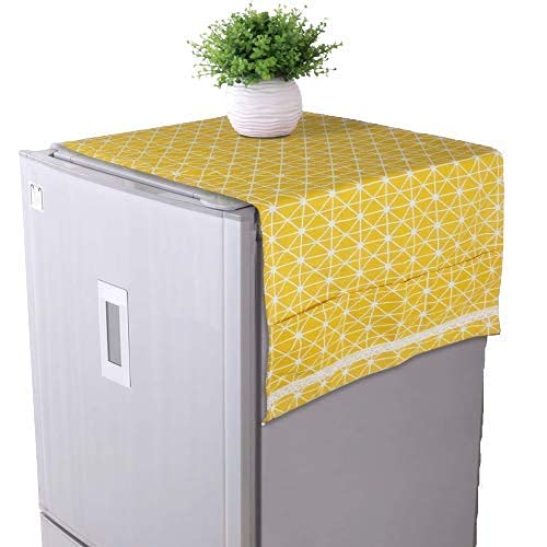 Zollyss Refrigerator Cover Sea Cotton Cloth Anti-dust Cover Fridge Towel dust Cover Freezer Refrigerator Desktop Sundries Washing Machine Organize Storage Bags (Yellow)