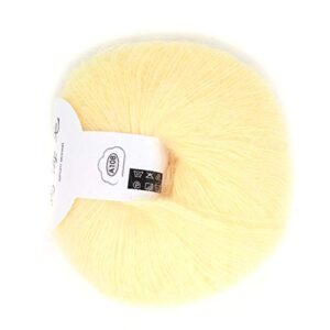 wool yarn for knitting, 12 colors soft thin angora mohair yarn hand washable long wool yarn diy scarf crochet thread supplies for craft projects(yellow)