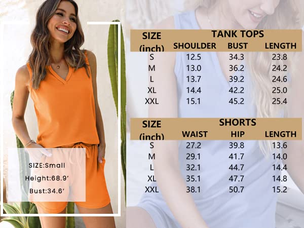 Ekouaer Womens Lounge Sets Sleeveless T-shirts and Shorts 2 Piece Waffle Pajamas Sleepwear Loungewear V Neck Matching Outfits Black Medium