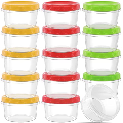 ENHYIVE 15 Pack Small Plastic Containers with Lids,Twist Top Deli Containers,8 Oz Food Storage Containers,Reuseable Freezer Containers for Food with Screw On Lids,Stackable,Leakproof,Dishwasher Safe