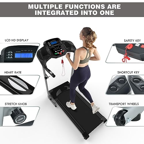 GINPORD Folding Treadmill - Home Fitness Running Machine - Foldable Treadmill for Home - Treadmills for Home Folding