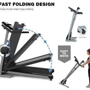 GINPORD Folding Treadmill - Home Fitness Running Machine - Foldable Treadmill for Home - Treadmills for Home Folding