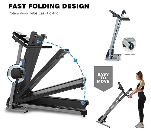 GINPORD Folding Treadmill - Home Fitness Running Machine - Foldable Treadmill for Home - Treadmills for Home Folding