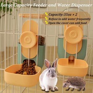 Kenond 35oz Hanging Automatic Pet Food Water Dispenser, Auto Gravity Pet Feeder and Waterer Set, Cage Cat Food Bowl Dog Feeding Station for Puppy and Kitten Rabbit Chinchilla Hedgehog Ferret