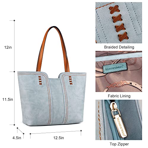 Montana West Tote Bag for Women Top Handle Satchel Purse Oversized Shoulder Handbag Hobo Bags MWC-118BL