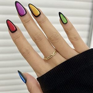 modelones press on nails almond pop art nail comic nails press on nails with nail glue colorful press on nails reusable manicure fake nails glue on nails set adhesive tabs nail file12 sizes 24pcs