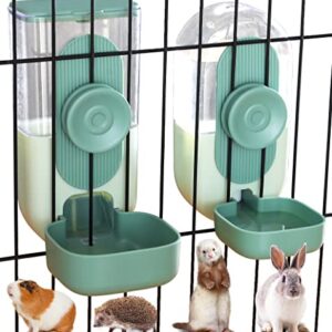 Kenond 35oz Hanging Automatic Pet Food Water Dispenser, Auto Gravity Pet Feeder and Waterer Set, Cage Cat Food Bowl Dog Feeding Station for Puppy and Kitten Rabbit Chinchilla Hedgehog Ferret (Green)