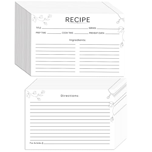 100 Count Recipe Cards, Recipe Cards 4x6 Inch White, 4x6 Recipe Cards Double Sided, Blank Recipe Cards for Bridal Showers and Wedding, Christmas Gifts