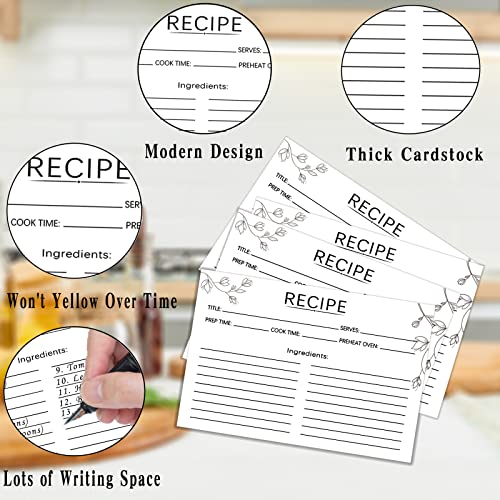 100 Count Recipe Cards, Recipe Cards 4x6 Inch White, 4x6 Recipe Cards Double Sided, Blank Recipe Cards for Bridal Showers and Wedding, Christmas Gifts