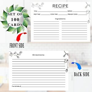 100 Count Recipe Cards, Recipe Cards 4x6 Inch White, 4x6 Recipe Cards Double Sided, Blank Recipe Cards for Bridal Showers and Wedding, Christmas Gifts