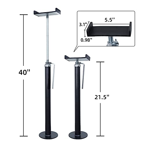 LEADBRAND Slide Out Support Jacks - Slide Out Stabilizers for RV, Camper and Travel Trailer, with Anti-Vibration Rubber mat on top, Stands for Hand Jack, Up to 5,000 lbs Capacity, Pack of 2 (20-37“)