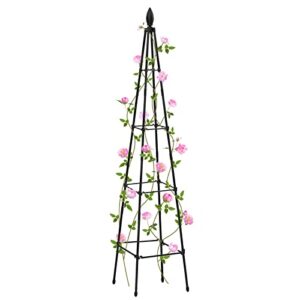 garden trellis for climbing plants outdoor, deaunbr plant support tower obelisk trellis 63'' garden trellises for vines, flowers, indoor potted plant, rose, cucumber, tomato, pea, clematis (1 pack)